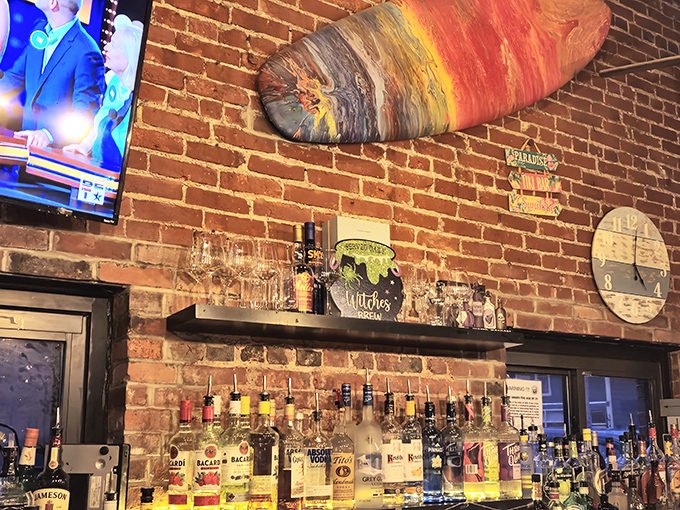 Behind the bar, an impressive array of spirits stands ready for transformation into craft cocktails that rival those in much larger cities.