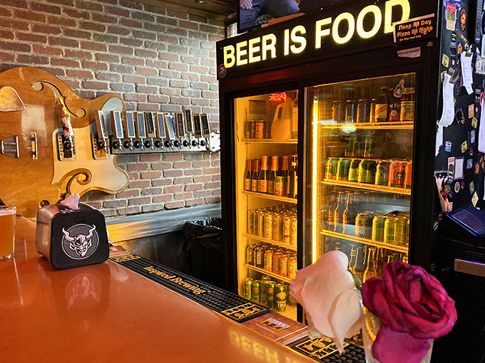 "Beer is food" proclaims the refrigerator, and who are we to argue with such sound philosophical reasoning? Especially when the selection looks this good.