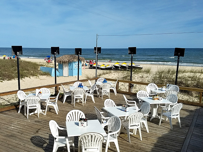 The deck dining area offers front-row seats to nature's greatest show &ndash; waves crashing, seabirds diving, and occasionally, dolphins playing.