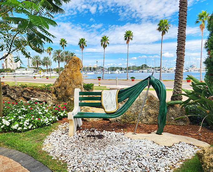 This melting clock bench proves that functional furniture and mind-bending art aren't mutually exclusive concepts here.