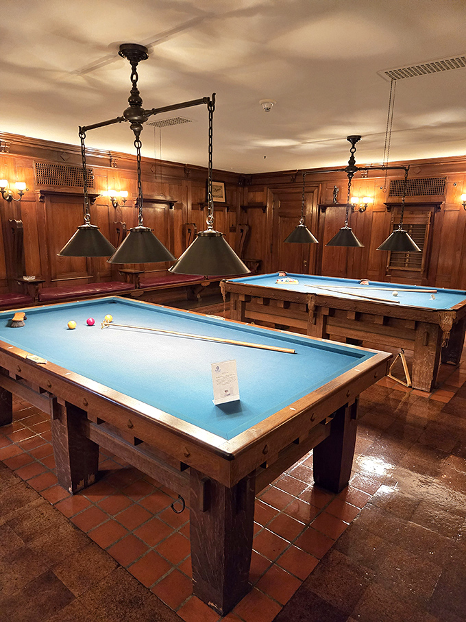 The billiards room where, I imagine, more business deals were sealed with handshakes than games were won with skill.