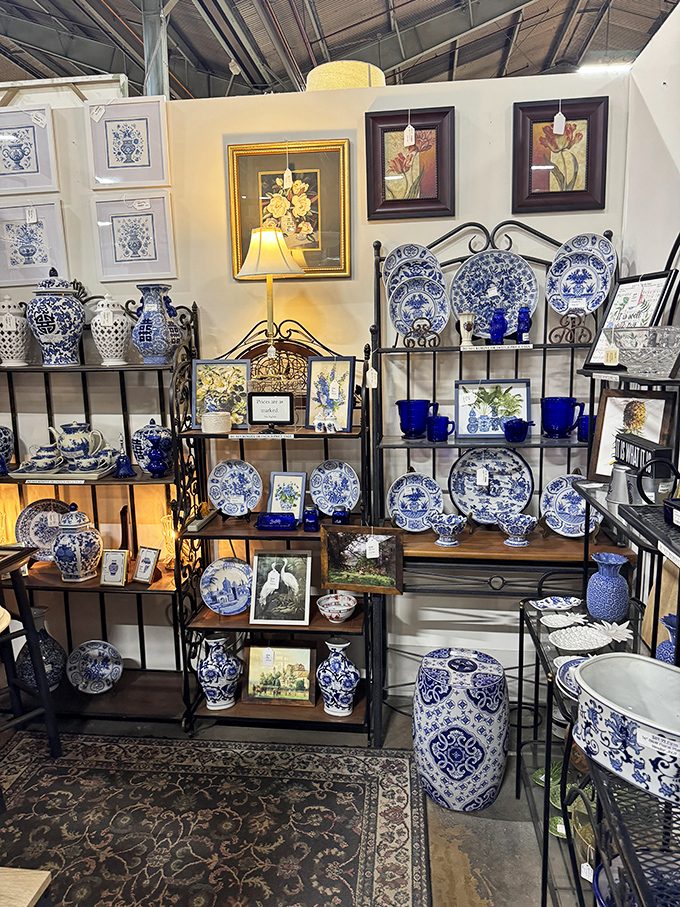 Blue and white porcelain creates an elegant display that would make any grandmother's china cabinet jealous.