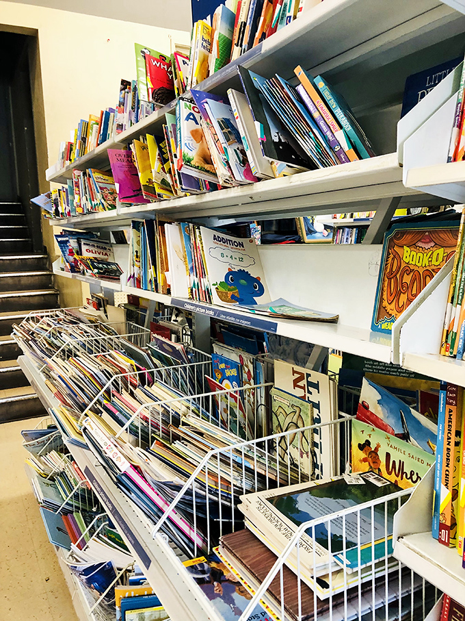 The book section&mdash;a literary treasure trove where children's classics and forgotten bestsellers create the world's most democratic library.