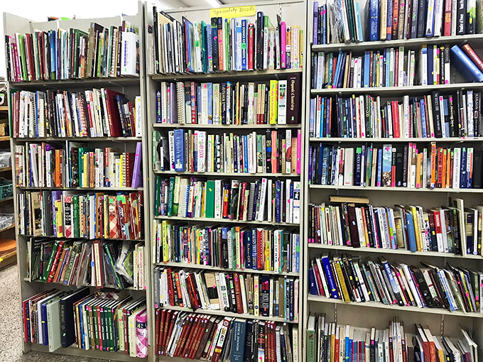 A library where every book costs less than a bookmark elsewhere. Literary treasures waiting for new nightstands to call home.