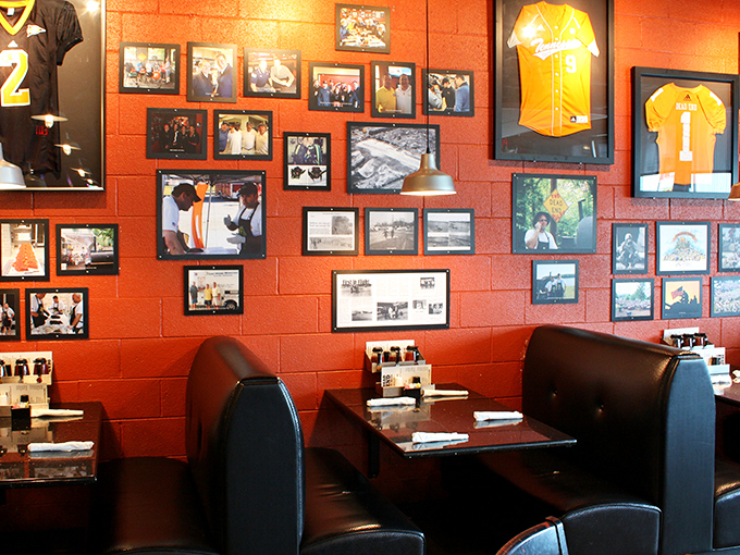 The booth section – where memories are made between bites and every framed jersey on the wall has a story worth hearing.