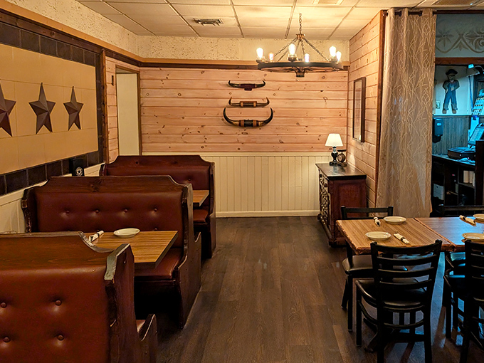 Rich leather booths invite you to settle in for the long haul—because meals this good shouldn't be rushed.