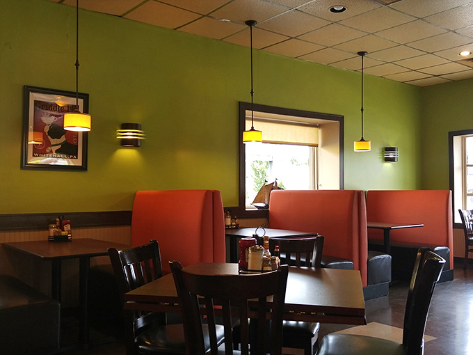 These booths aren't just seating&mdash;they're breakfast sanctuaries where important decisions like "syrup or no syrup" are contemplated in comfort.