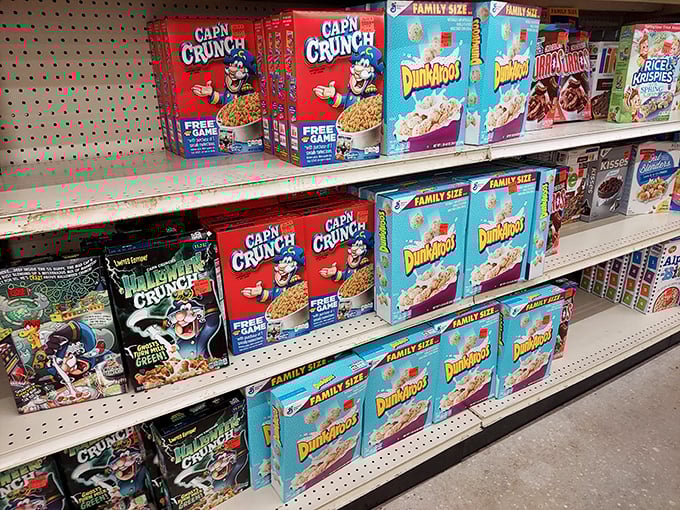 Breakfast cereals stand at attention like colorful morning soldiers, promising to start days right without emptying wallets.