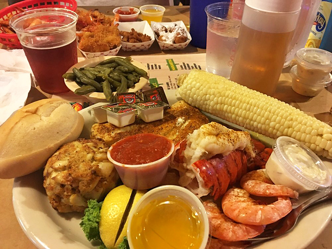 The seafood platter that answers the eternal question: "Why choose one when you can have it all?" Crab cake, lobster, and shrimp in perfect harmony.