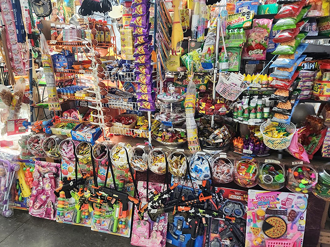 Sugar rush central! This candy and toy wonderland would make Willy Wonka himself stop and take inventory management notes.