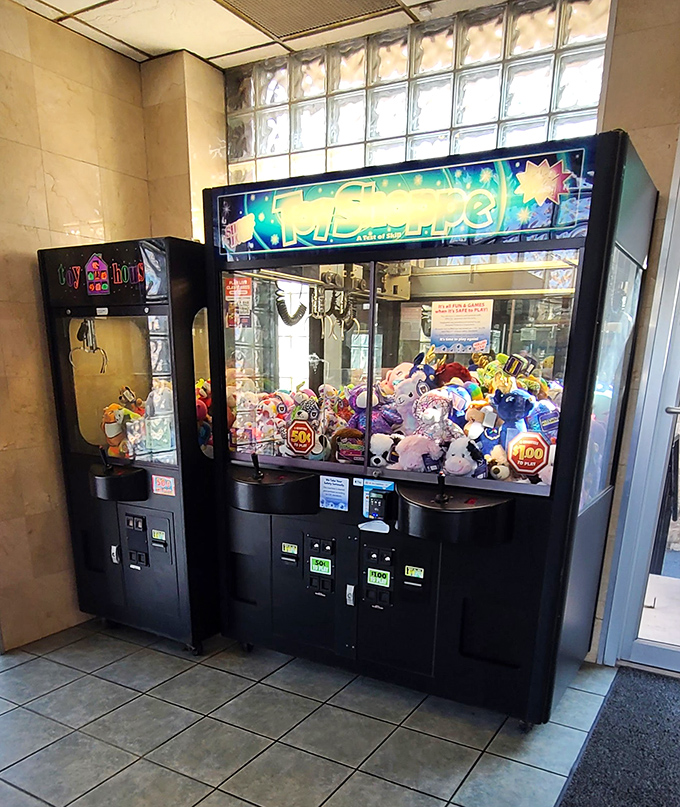 The claw machine – where hope springs eternal and stuffed animals play hard to get. The universal last stop for kids who've been good during breakfast.