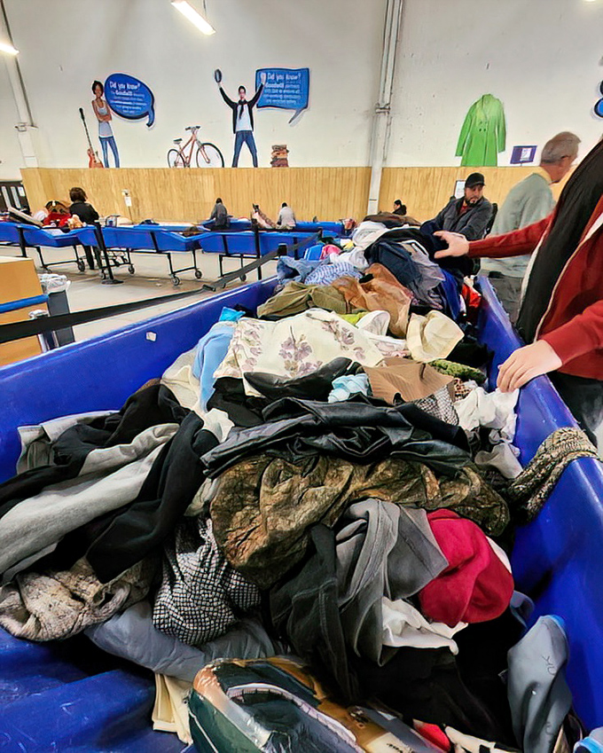 Textile mountain range &ndash; shoppers navigate these fabric landscapes with the determination of explorers seeking that perfect pattern or texture.