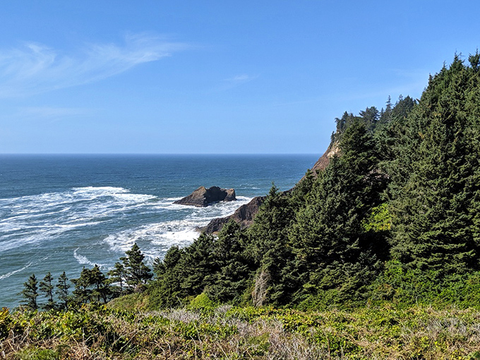 The Pacific stretches to infinity: From this vantage point, you half expect to spot mermaids lounging on those distant rocks.