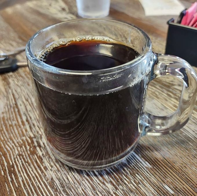 The perfect companion to pie &ndash; strong, honest coffee served in a sturdy mug, ready to cut through sweetness and keep conversation flowing.