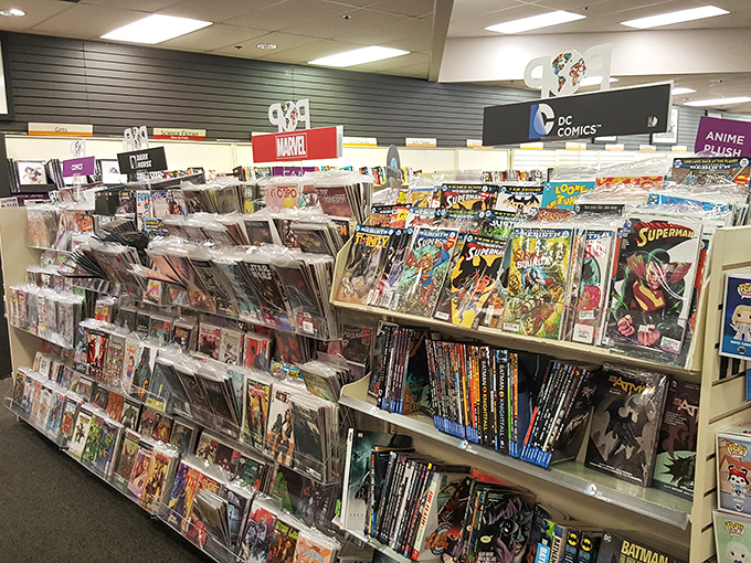 Comic book heaven for collectors and casual readers alike&mdash;Marvel, DC, and indie titles creating a colorful tapestry of illustrated stories.