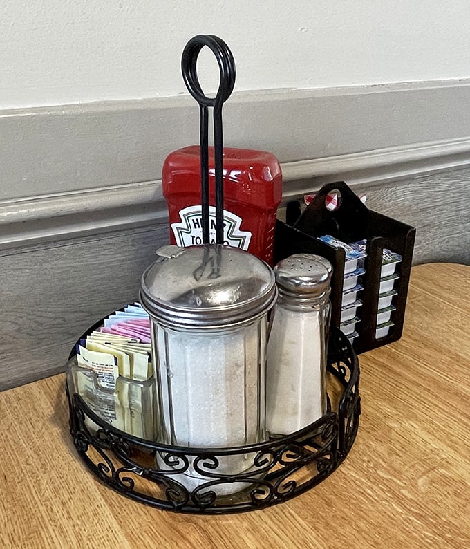 The table-top essentials &ndash; sugar, salt, and condiments arranged with the precision of artifacts in a museum dedicated to American dining traditions.