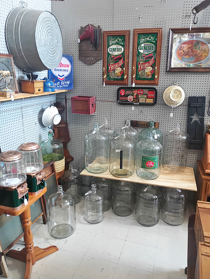 Glass jars and containers from a bygone era when preserving wasn't a hipster hobby but a necessity. Mason would be proud. 
