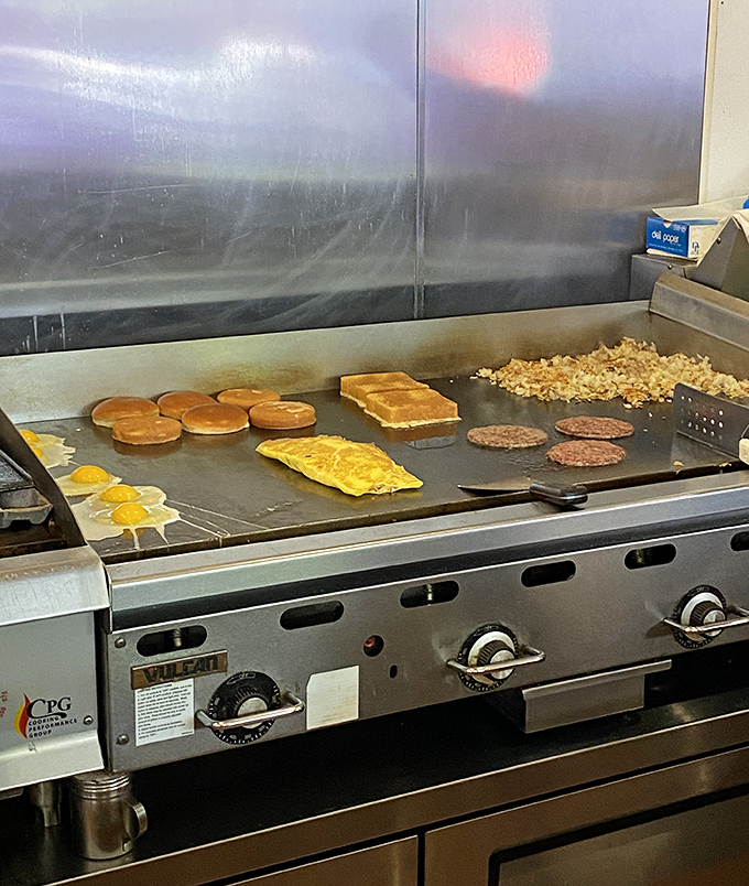 The flat-top grill &ndash; hallowed ground where breakfast dreams materialize before your eyes in a symphony of sizzles and spatula choreography.