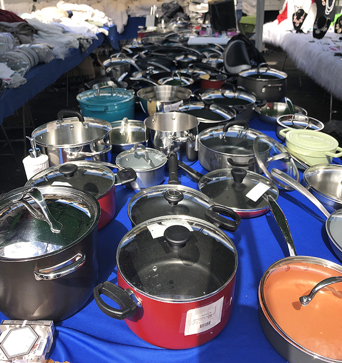 Cookware that could stock a professional kitchen, all waiting for your next culinary adventure. Julia Child would approve of both the selection and the prices.