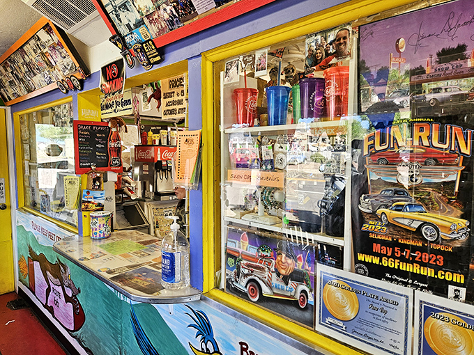 The ordering counter: Mission Control for milkshake operations, where every transaction comes with a side of well-rehearsed wisecracks.