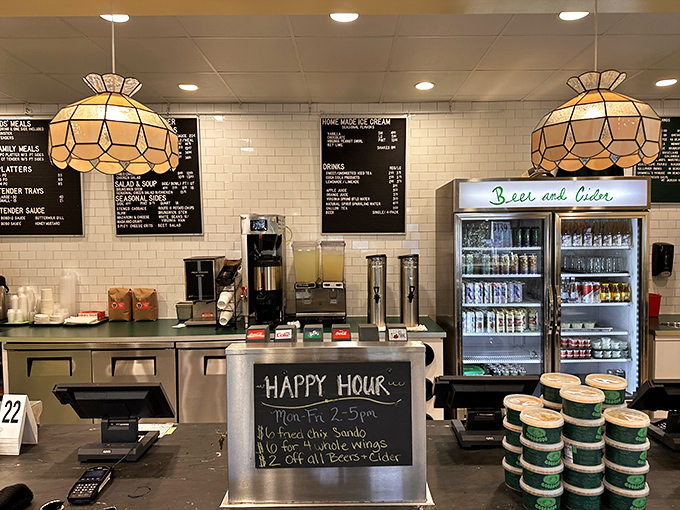 The counter where chicken dreams come true. Those pendant lamps have witnessed countless expressions of first-bite bliss over the years.