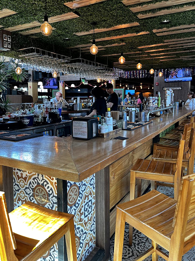 The command center where culinary magic happens, bustling with the energy of fresh coastal cooking.