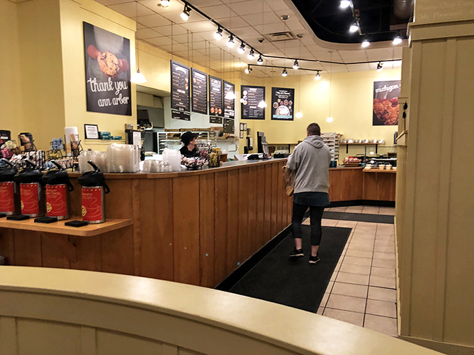 The counter where dreams come true and diets go to die. That coffee station has witnessed countless morning revelations.