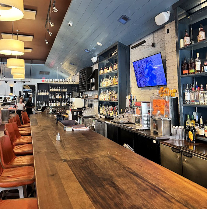 This isn't just a bar counter; it's a front-row seat to the morning mixology show where coffee meets cocktails in perfect harmony.