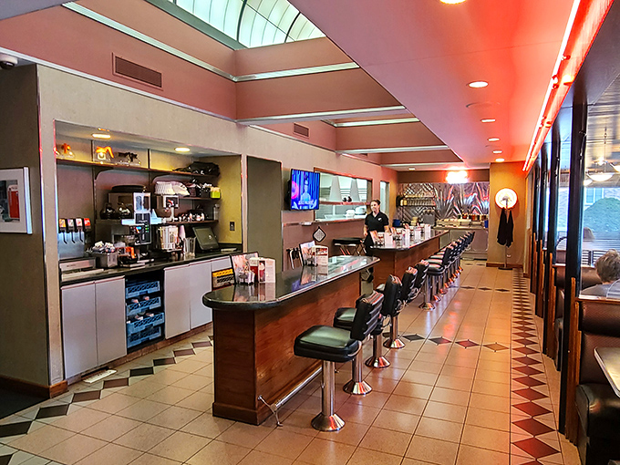 The counter seating offers front-row tickets to the short-order ballet, where cooks choreograph breakfast with the precision of Broadway dancers.