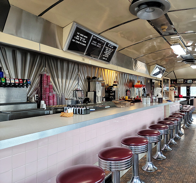 The counter seating at Nancy's isn't just functional&mdash;it's social infrastructure. Those red vinyl stools have heard more local news than the town paper.