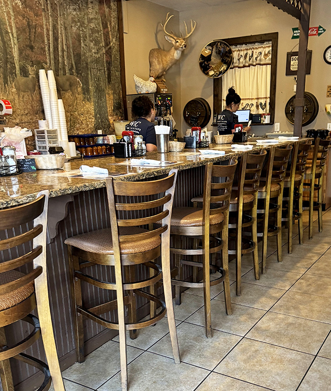 The counter seating&mdash;where solo diners become temporary family and servers remember how you take your coffee after just one visit.