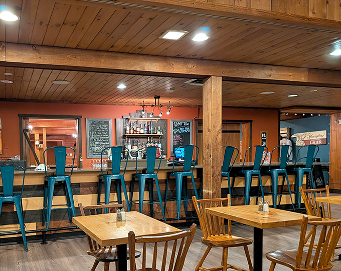 The bar area – where "I'll just have one beer" becomes "I should probably try their bourbon selection too" after your first bite of brisket.