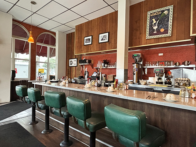 The counter where regulars have claimed their spots with the dedication of homesteaders staking territory in the Old West.