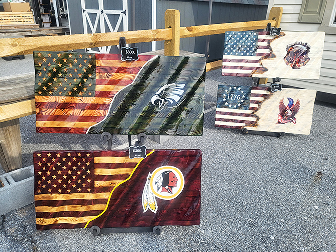 Patriotism meets craftsmanship in these wooden flags. Perfect for the wall space that's been silently begging for conversation-starting d&eacute;cor.