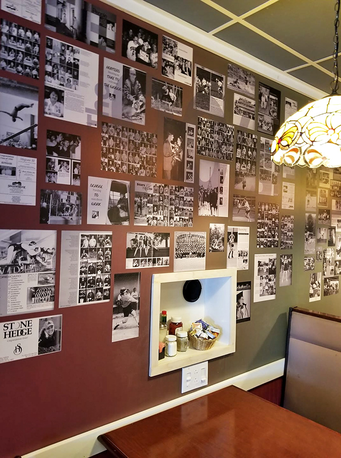 The wall of memories tells the story of Tunkhannock through decades of yearbook photos &ndash; hence the diner's perfectly fitting name.