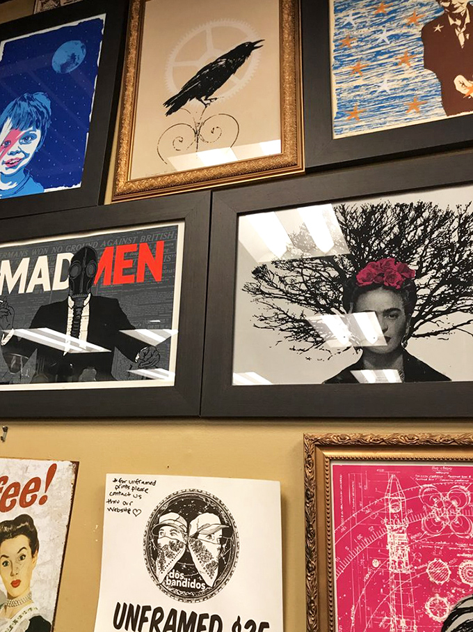 Art-covered walls reflect the creative spirit of Charleston. Each piece tells a story, just like each dish that comes out of the kitchen.