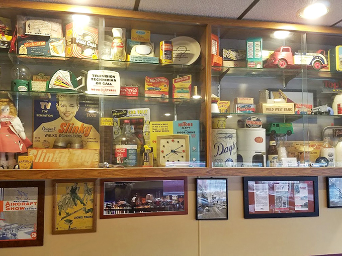 Vintage treasures line the shelves like a museum of American nostalgia, creating atmosphere you simply can't manufacture.