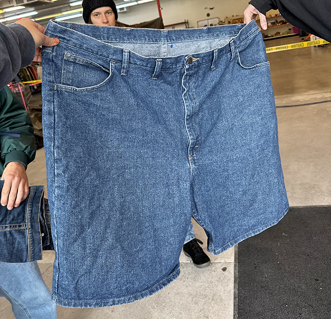 Denim shorts of legendary proportions &ndash; either a fashion statement or evidence that everything truly does come back in style eventually.