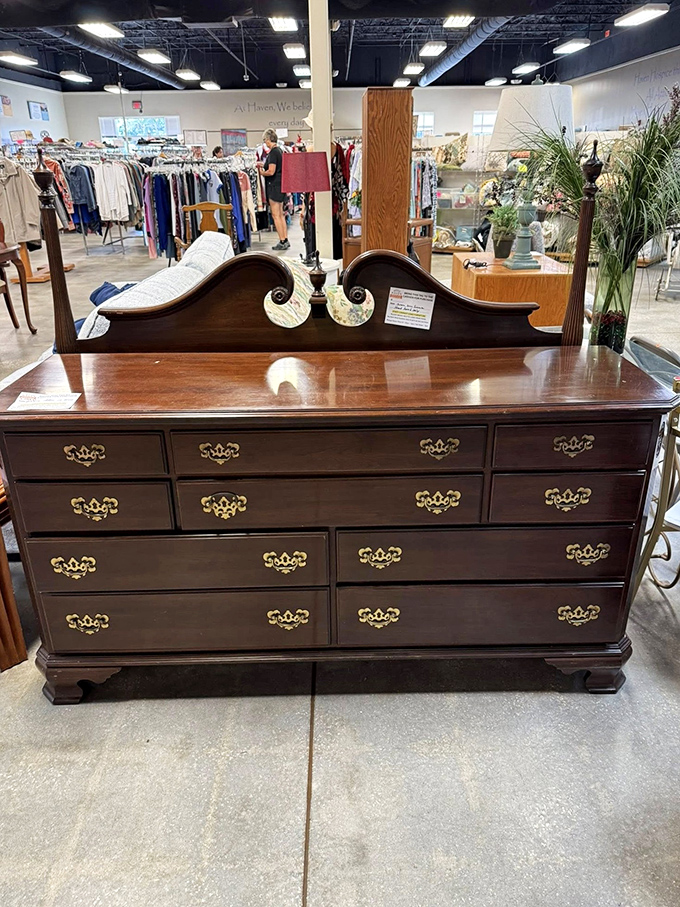 This isn't just a dresser; it's solid wood craftsmanship from an era when furniture was built to become heirlooms, not landfill.