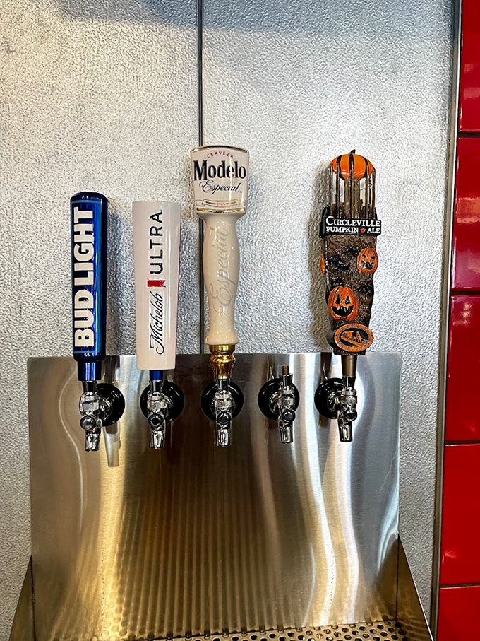The beer taps stand ready for thirsty patrons, including local Circleville Pumpkin Ale&mdash;because good Mexican food deserves equally thoughtful beverage pairings.