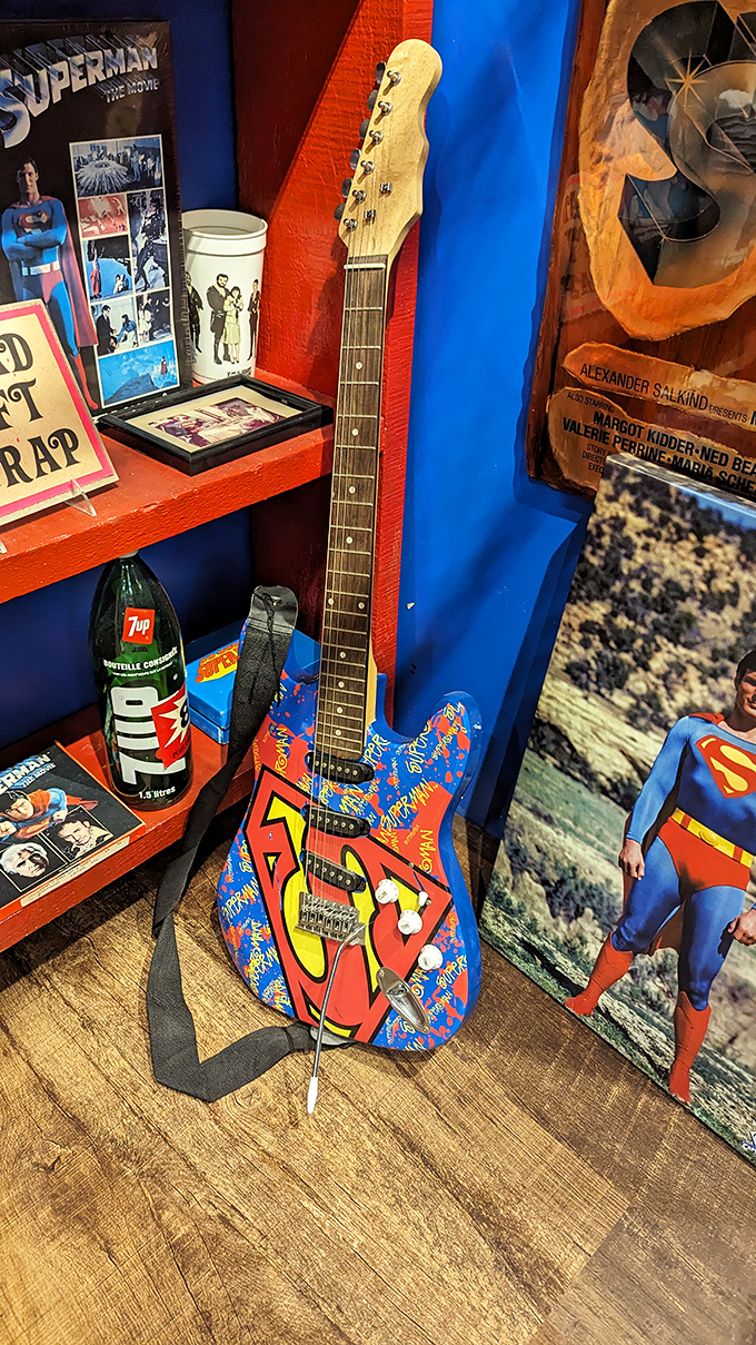 Even Superman rocks out! This custom guitar proves the Man of Steel's influence extends far beyond comics into every corner of pop culture.