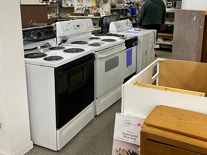 White appliances standing at attention like eager recruits, ready to deploy to your kitchen for years of faithful meal-making service.