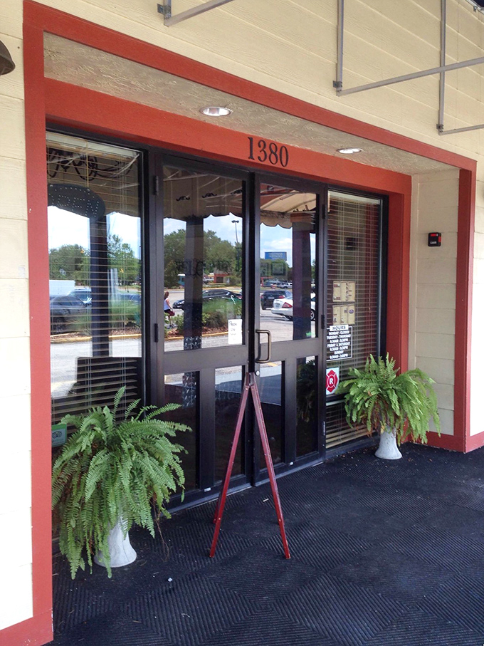 Ferns flank the entrance like friendly bouncers, welcoming you to the show of flavors waiting inside.