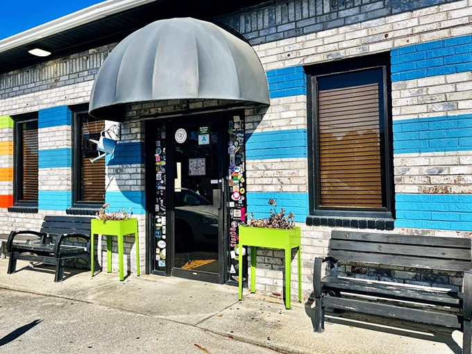 Bright planters flank the entrance like cheerful greeters, promising good things inside. This doorway isn't just an entrance&mdash;it's a portal to flavor country.