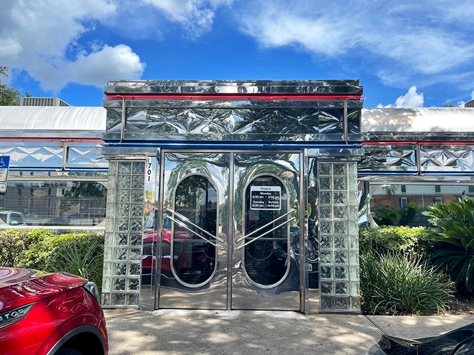 An entrance that promises more than just a meal &ndash; it's a portal to a time when diners were the original social networks.