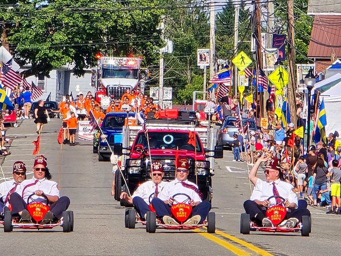 Mount Jewett's Swedish Festival parade features Shriners in go-karts, proving small towns know how to throw celebrations that are equal parts quirky and heartwarming.