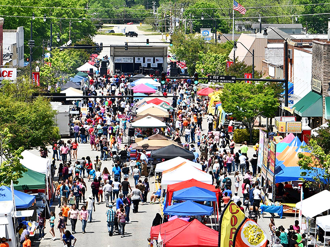Festival season brings the streets alive with colorful tents and hungry visitors. Follow the crowds&mdash;they always know where the good stuff is.