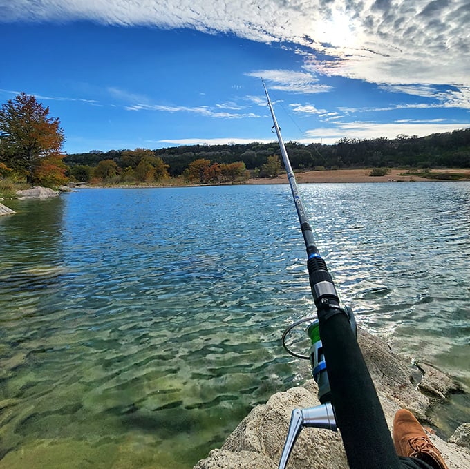 Fishing with a view that makes catching anything purely optional. The real trophy is this moment of perfect tranquility.