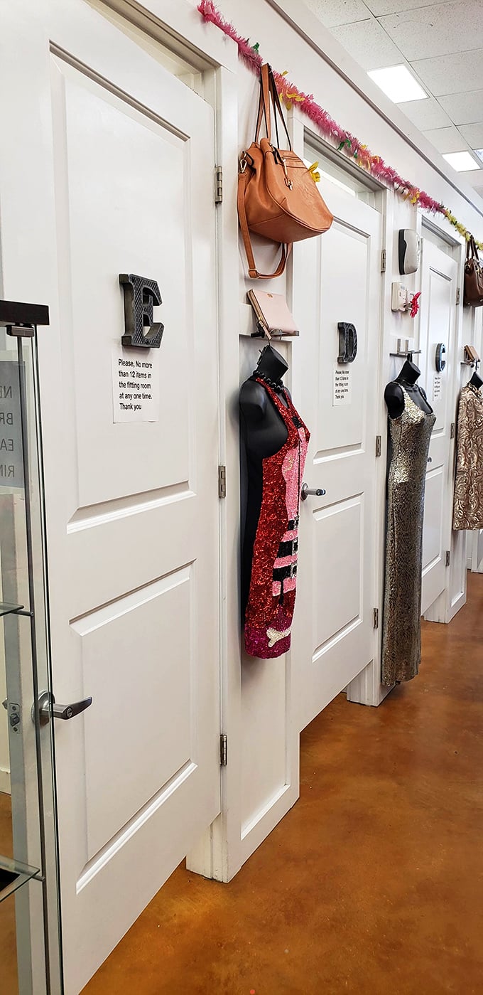 Fitting rooms that actually fit! These spacious changing areas let you twirl, assess, and decide without claustrophobic panic.