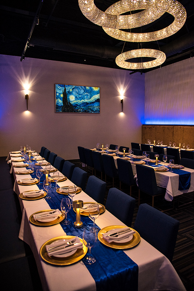 The private dining room awaits special occasions with golden place settings that whisper, "Yes, you are worth every penny of this meal."